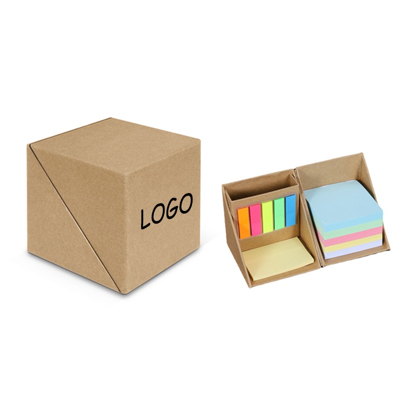Foldable Cube Sticky Notes Box With Pen Holder